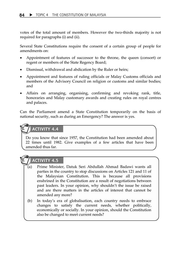 Topic 4 the constitution of malaysia | PDF | Civic affairs | Politics