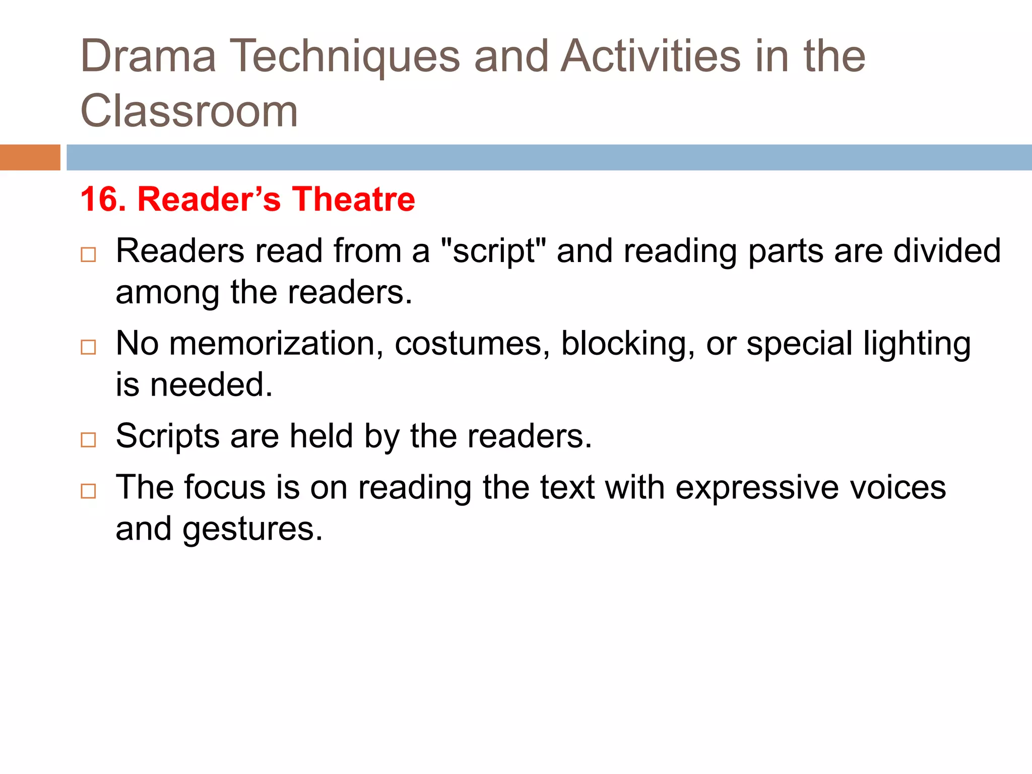 Using Drama Techiniques and Activities | PPTX