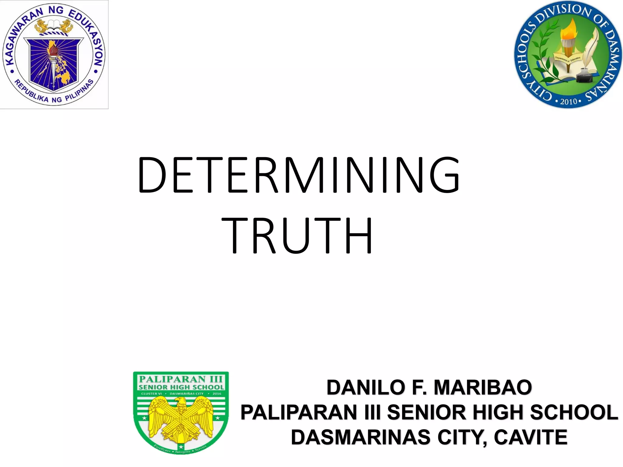 Topic 5. determining truth | PDF