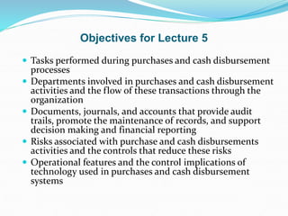 TRANSACTION LIFE CYCLES;PURCHASE AND CASH DISBURSEMENTSTopic 5.ppt