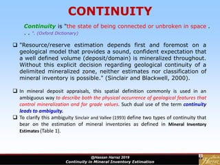 continuity in mineral inventory estimation | PDF