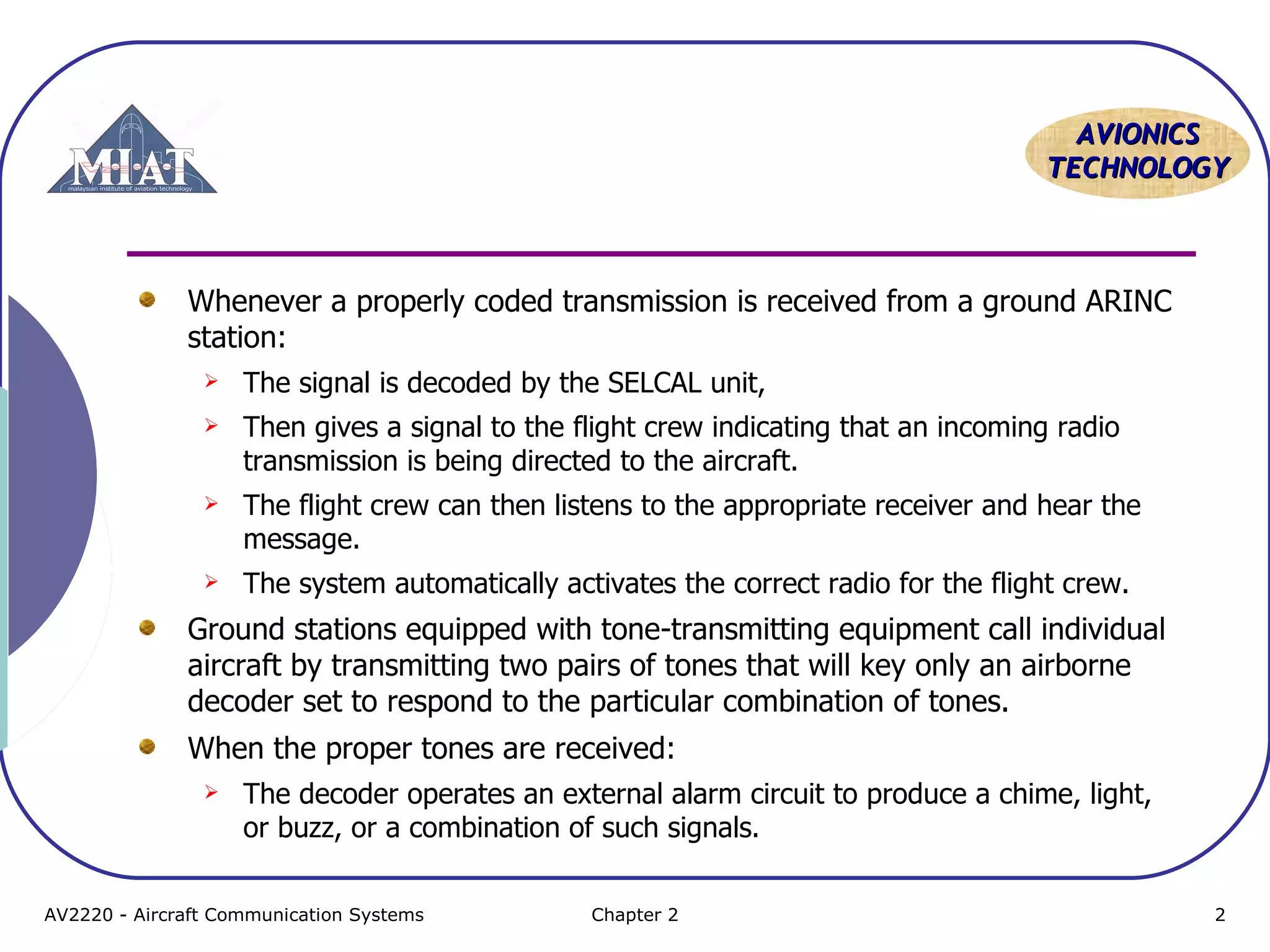 Aircraft Communication Topic 5 selcal and data link system | PDF