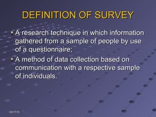 Topic 5 survey methods | PPT