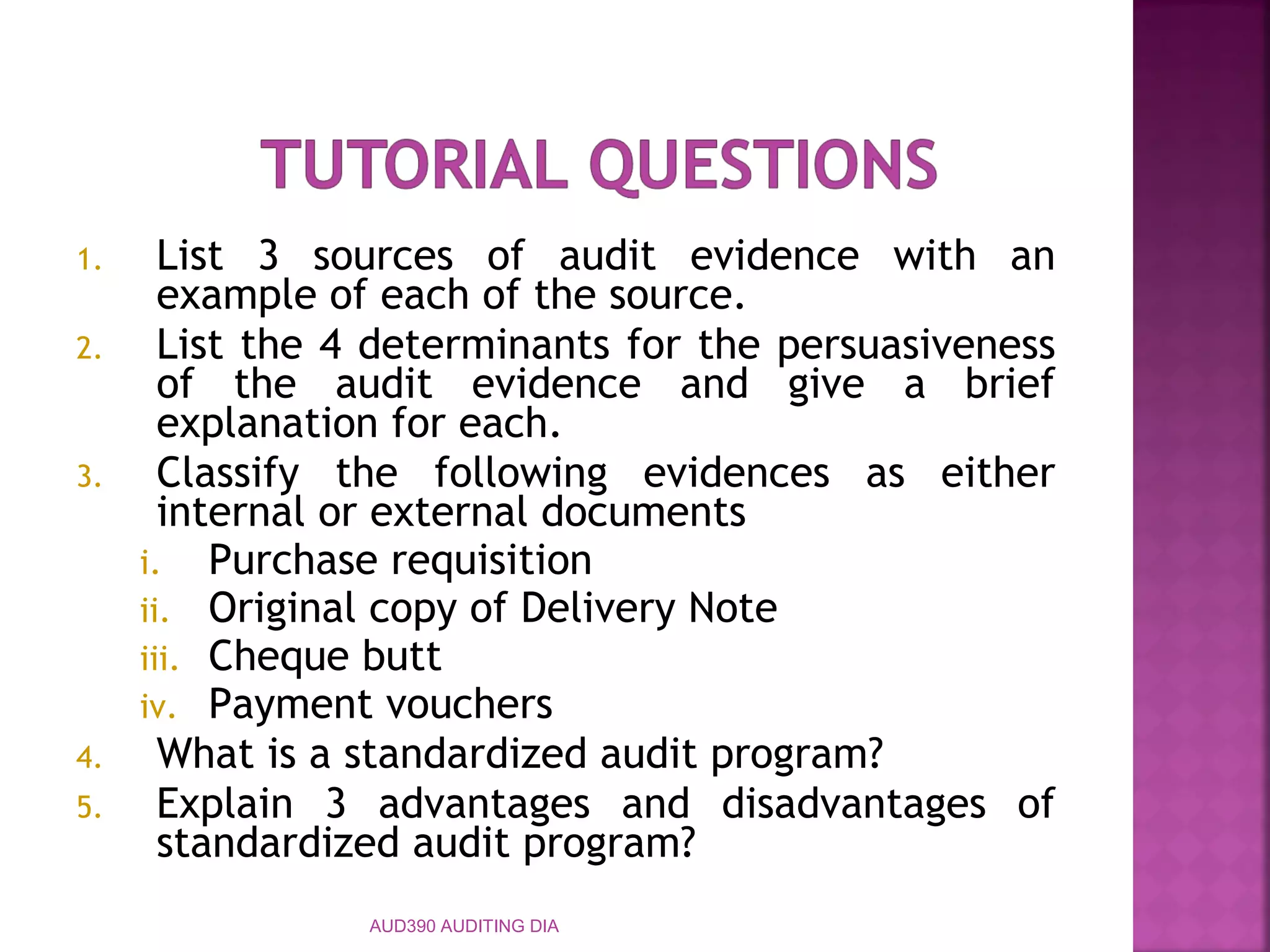 Topic 5 audit evidence and auditing procedure | PPT