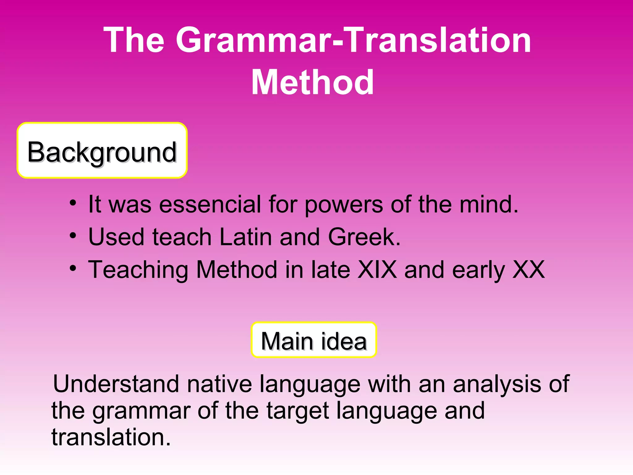 The Grammar-Translation Method and Multiple Approach | PPT