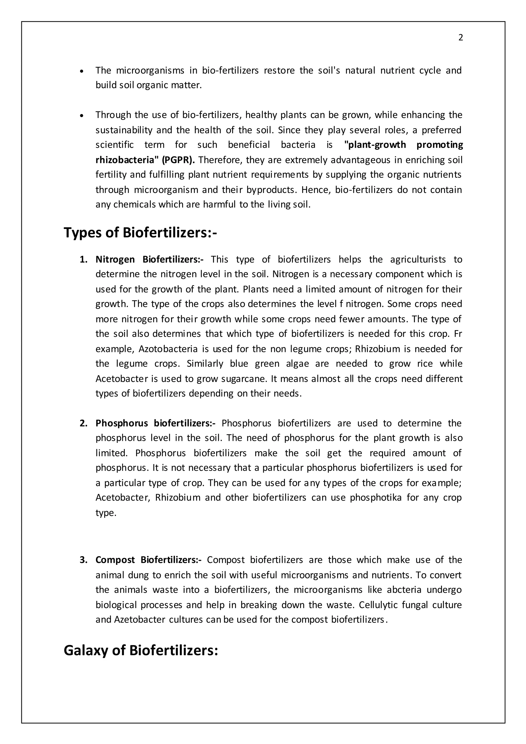 Bio-fertilizers | DOCX