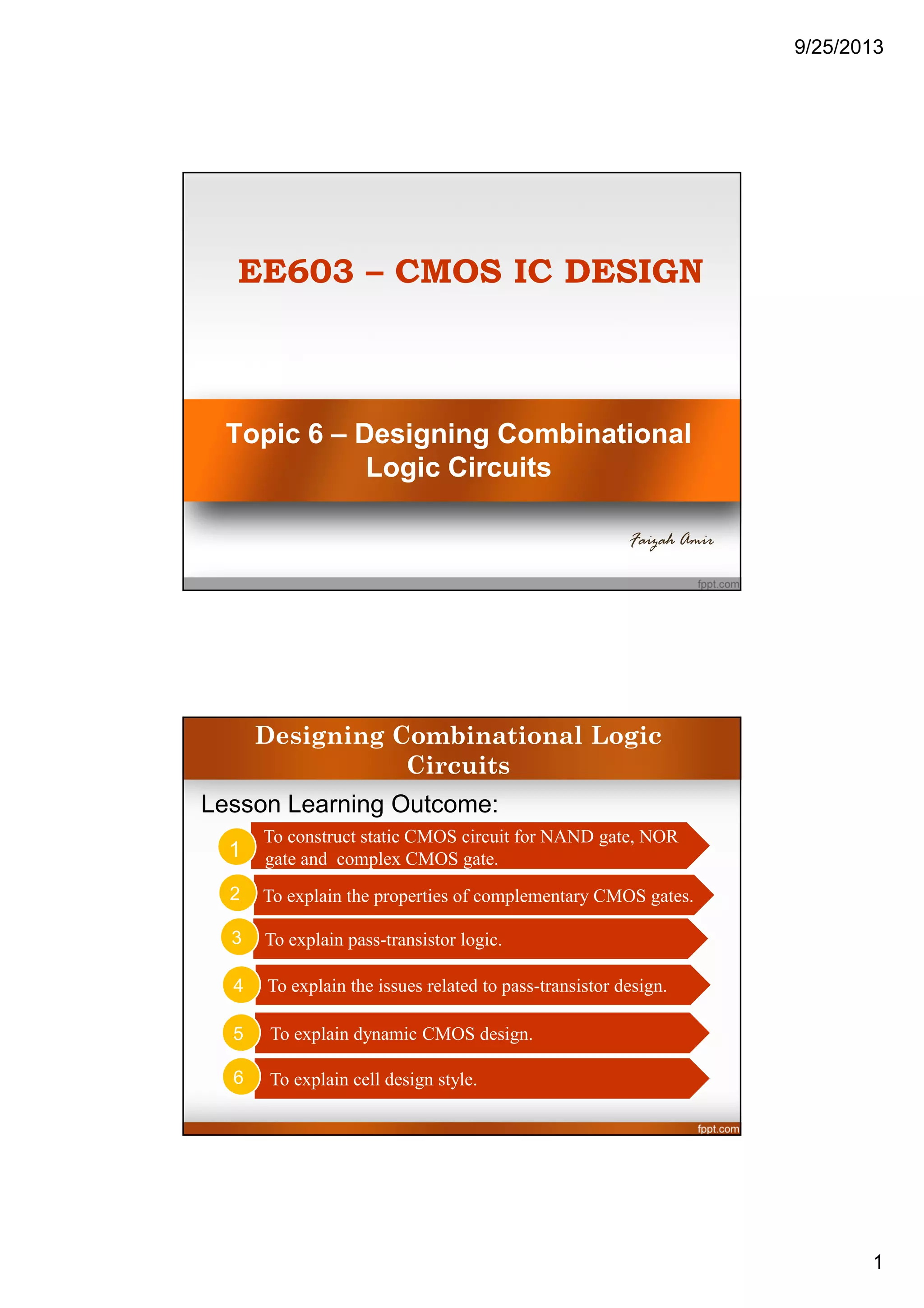 Cmos Topic 6 Designingcombinationallogiccircuits Pdf
