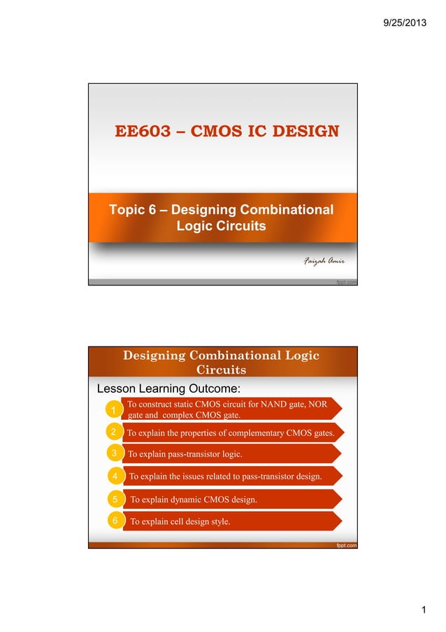 CMOS Topic 6 -_designing_combinational_logic_circuits | PDF