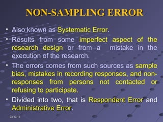 Topic 6 errors in survey research | PPT
