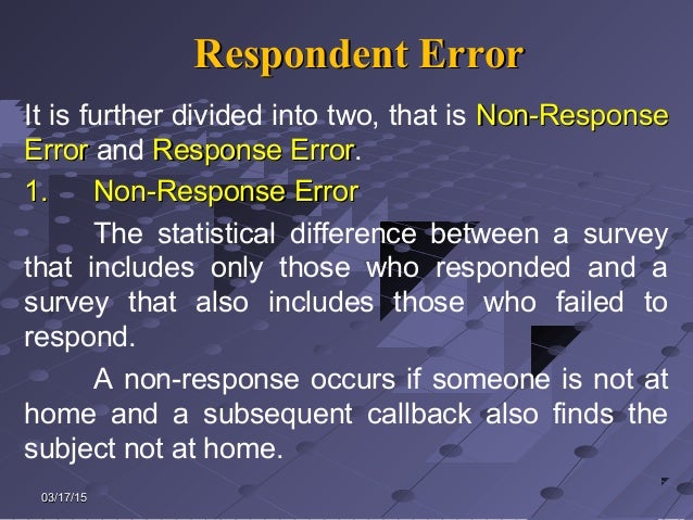 Topic 6 errors in survey research