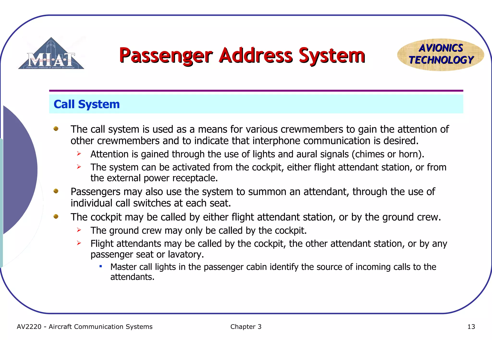 Aircraft Communication Topic 6 pa system | PDF