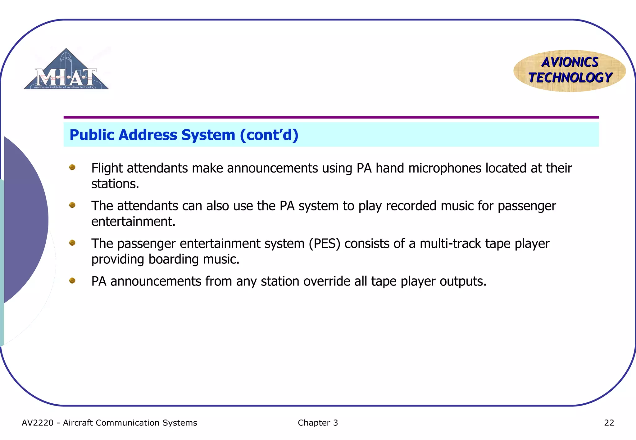 Aircraft Communication Topic 6 pa system | PDF