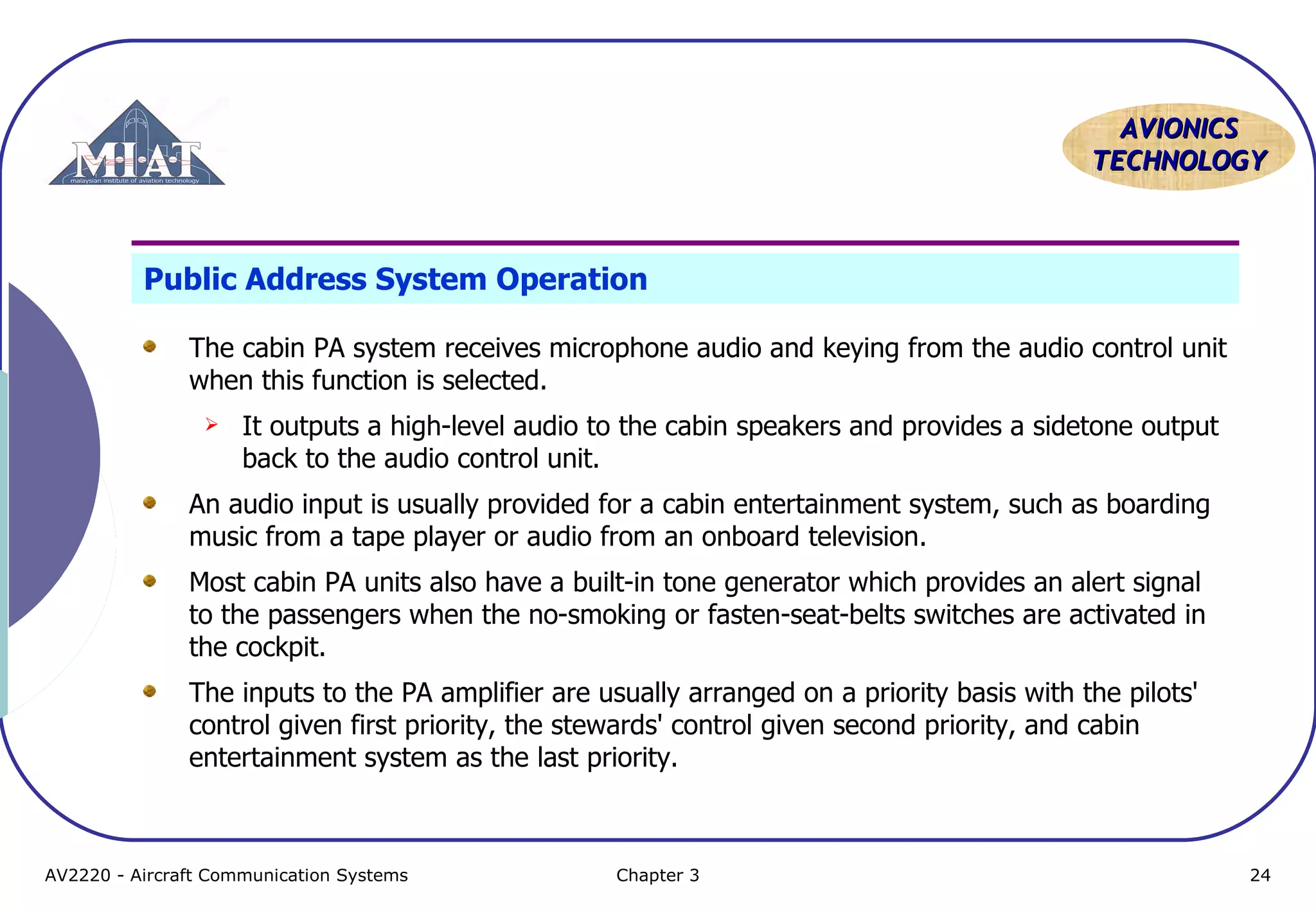 Aircraft Communication Topic 6 pa system | PDF