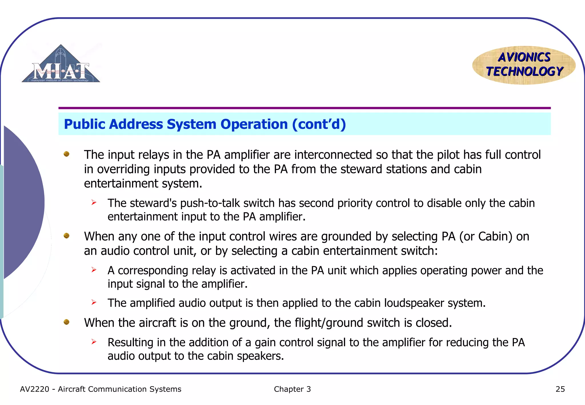 Aircraft Communication Topic 6 pa system | PDF