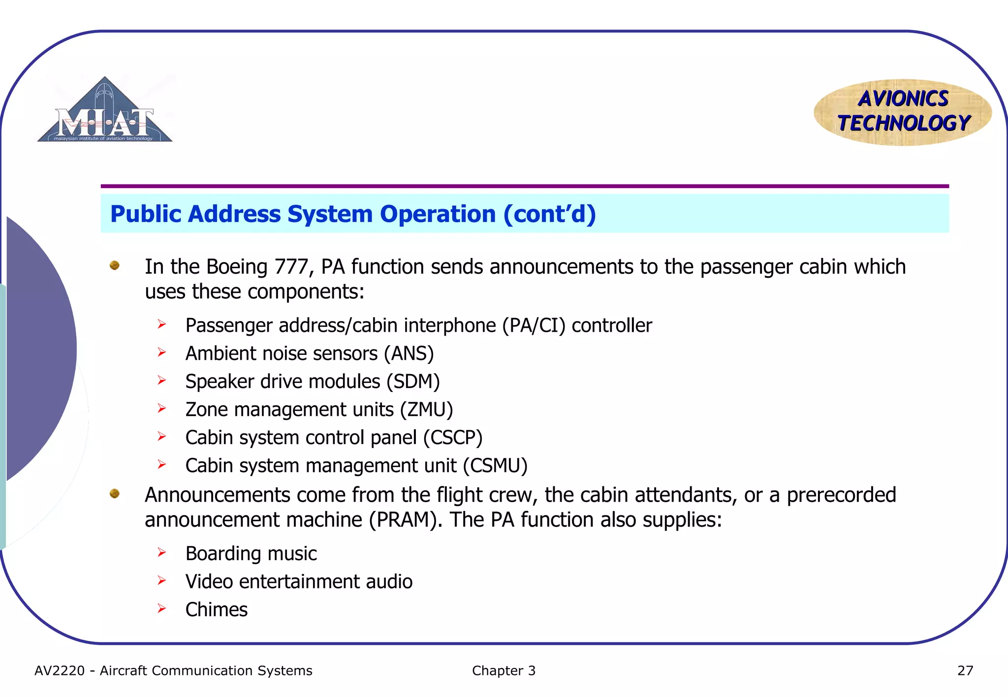 Aircraft Communication Topic 6 pa system | PDF
