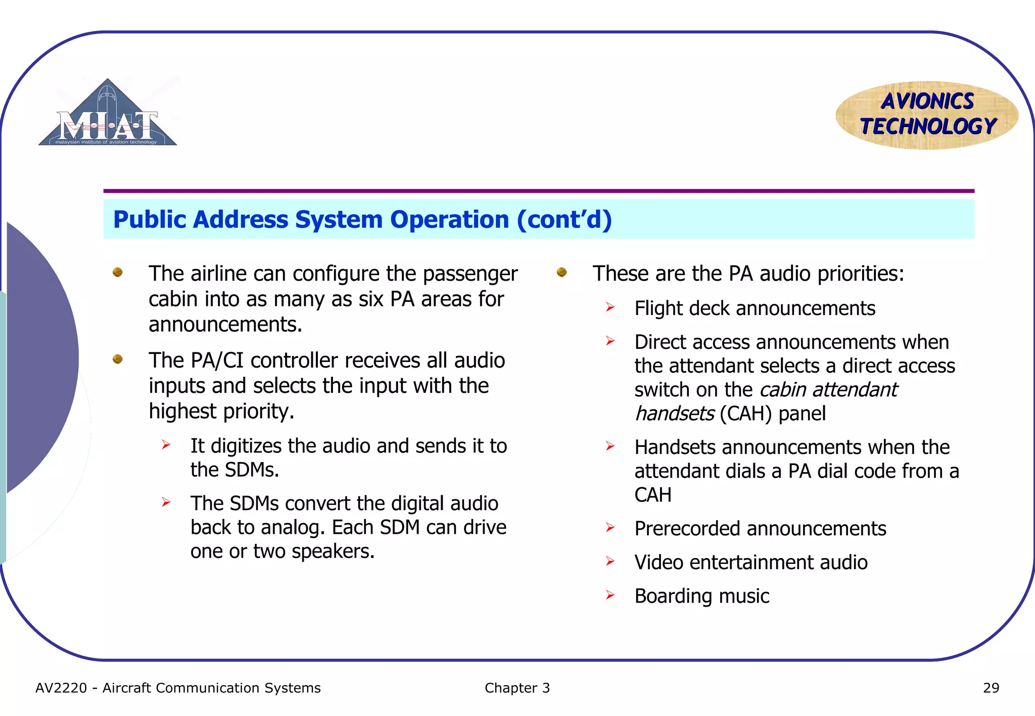 Aircraft Communication Topic 6 pa system | PDF