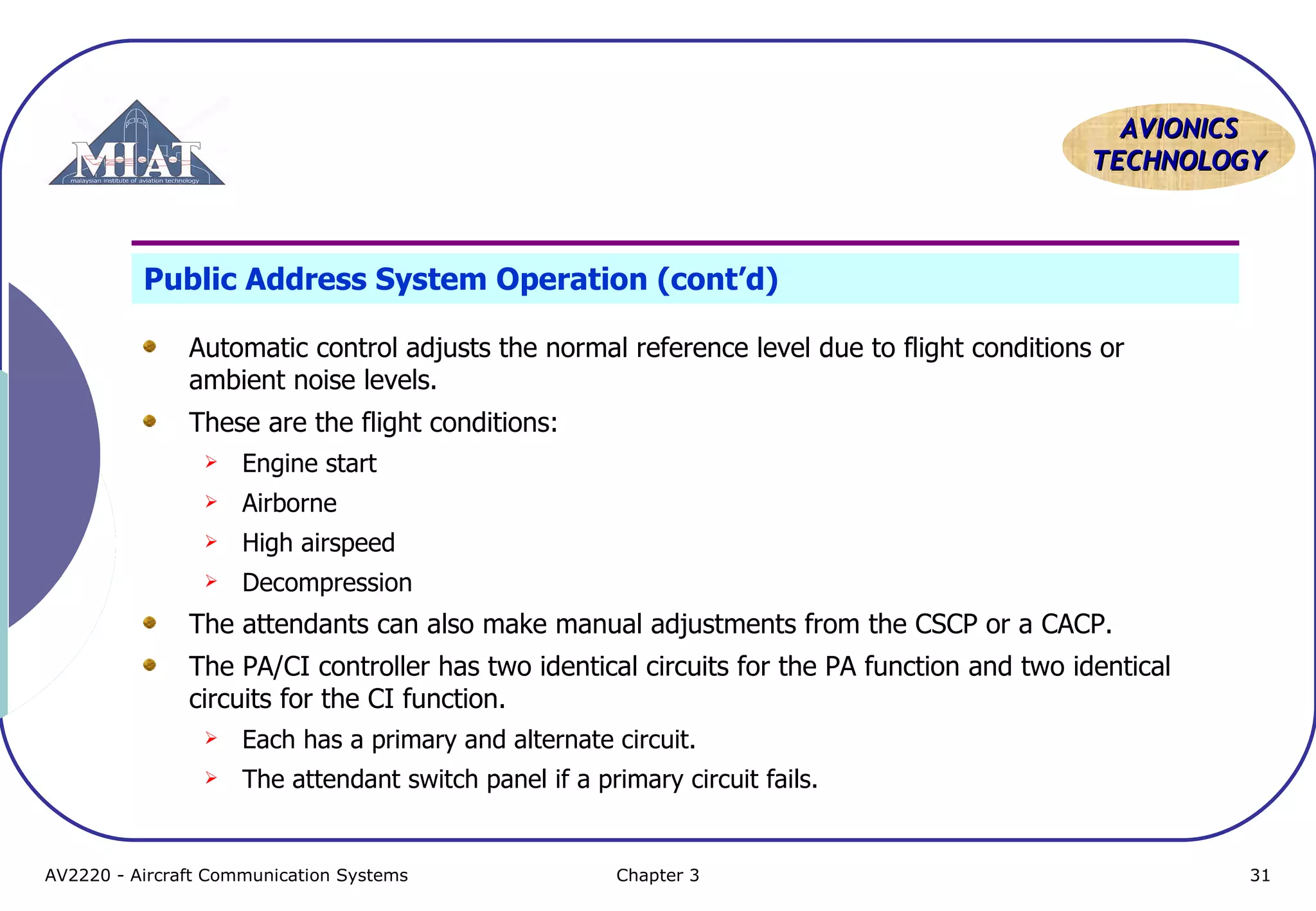 Aircraft Communication Topic 6 pa system | PDF