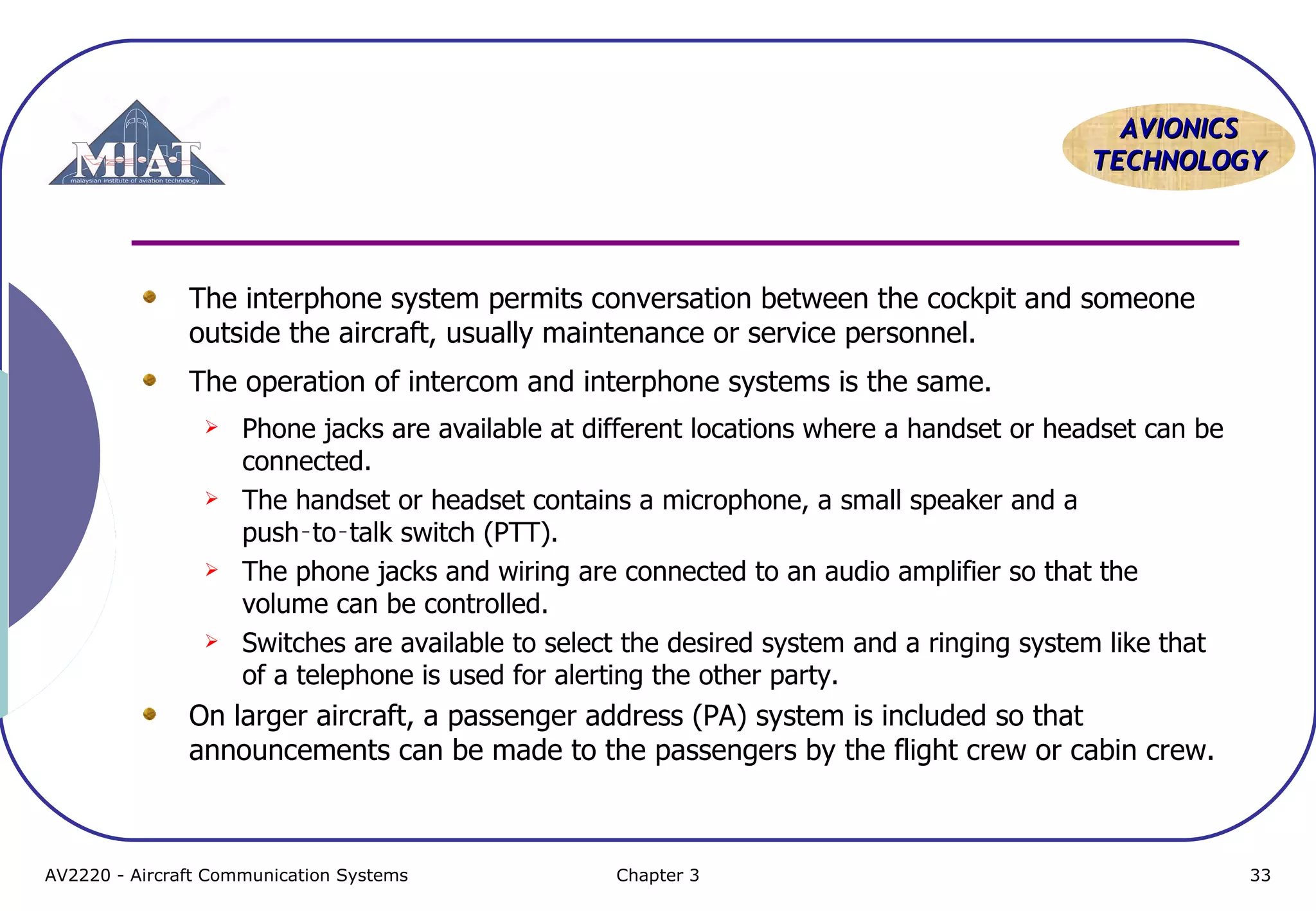 Aircraft Communication Topic 6 pa system | PDF