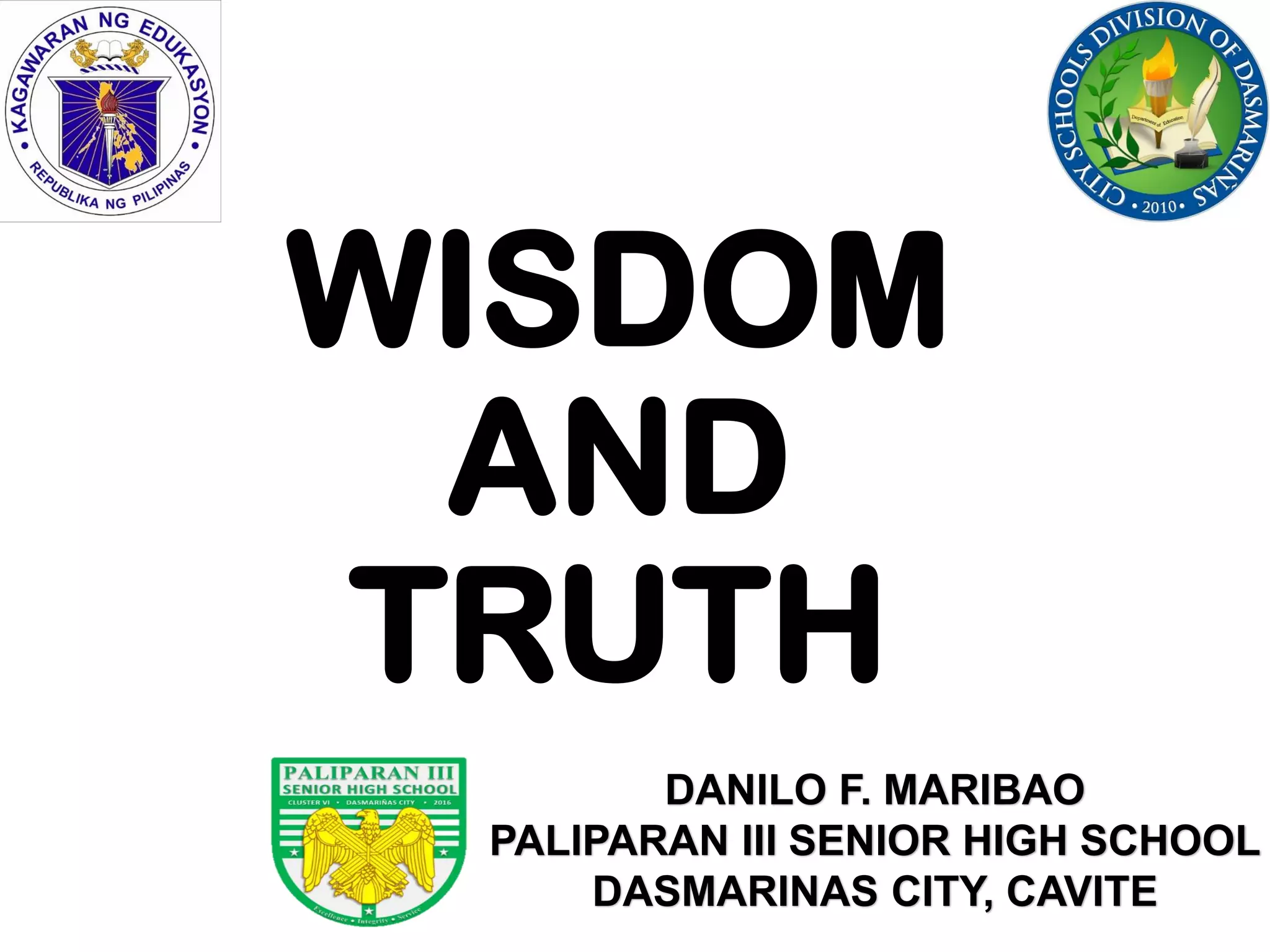 Topic 6 wisdom and truth | PDF
