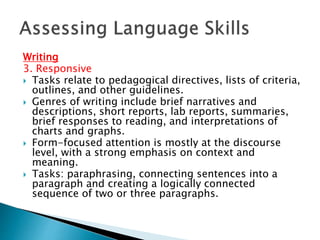 Topic 6 Assessing Language Skills and Content | PPTX