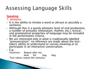 Topic 6 Assessing Language Skills and Content | PPTX