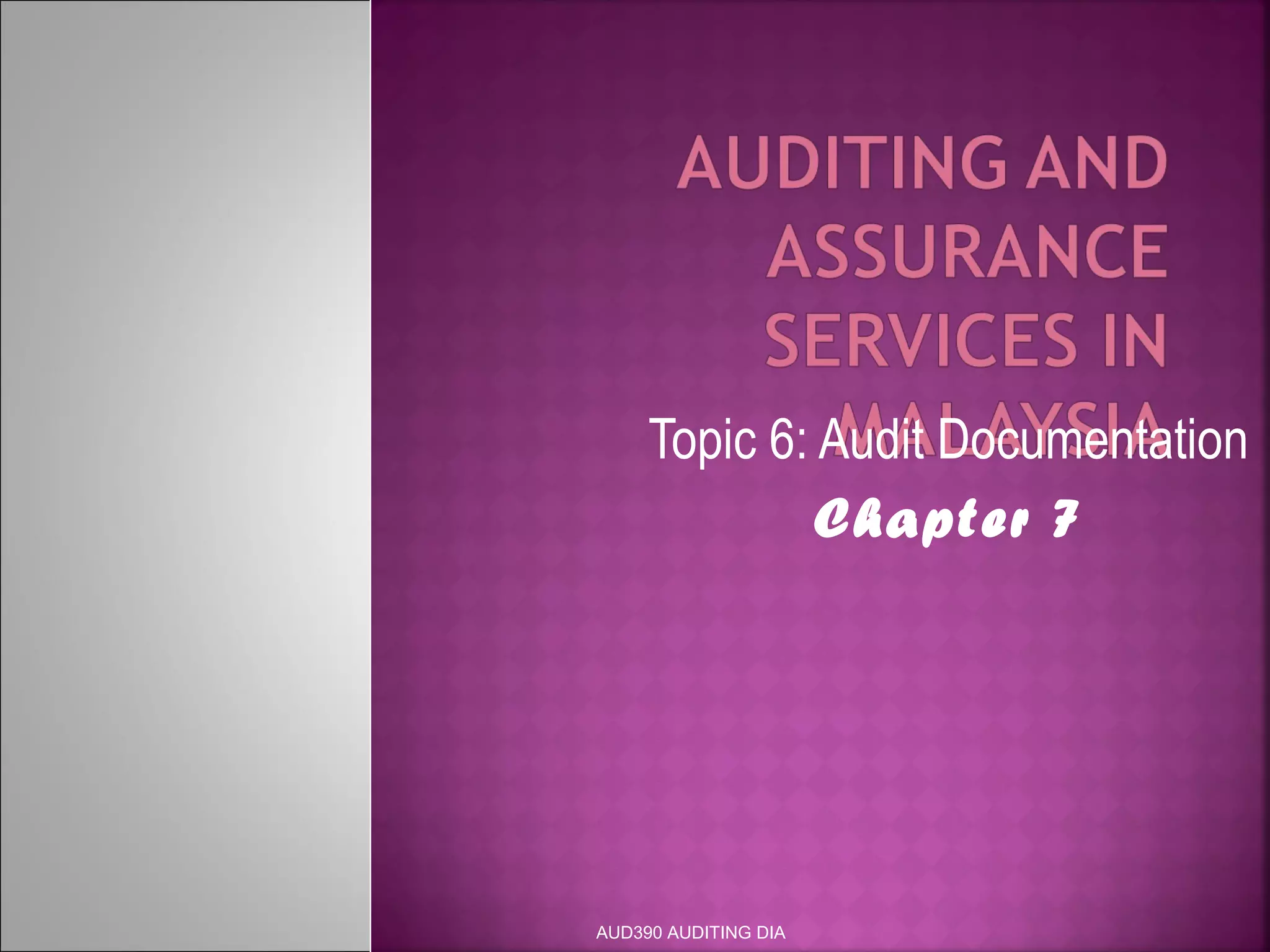 Topic 6 audit documentation | PPT