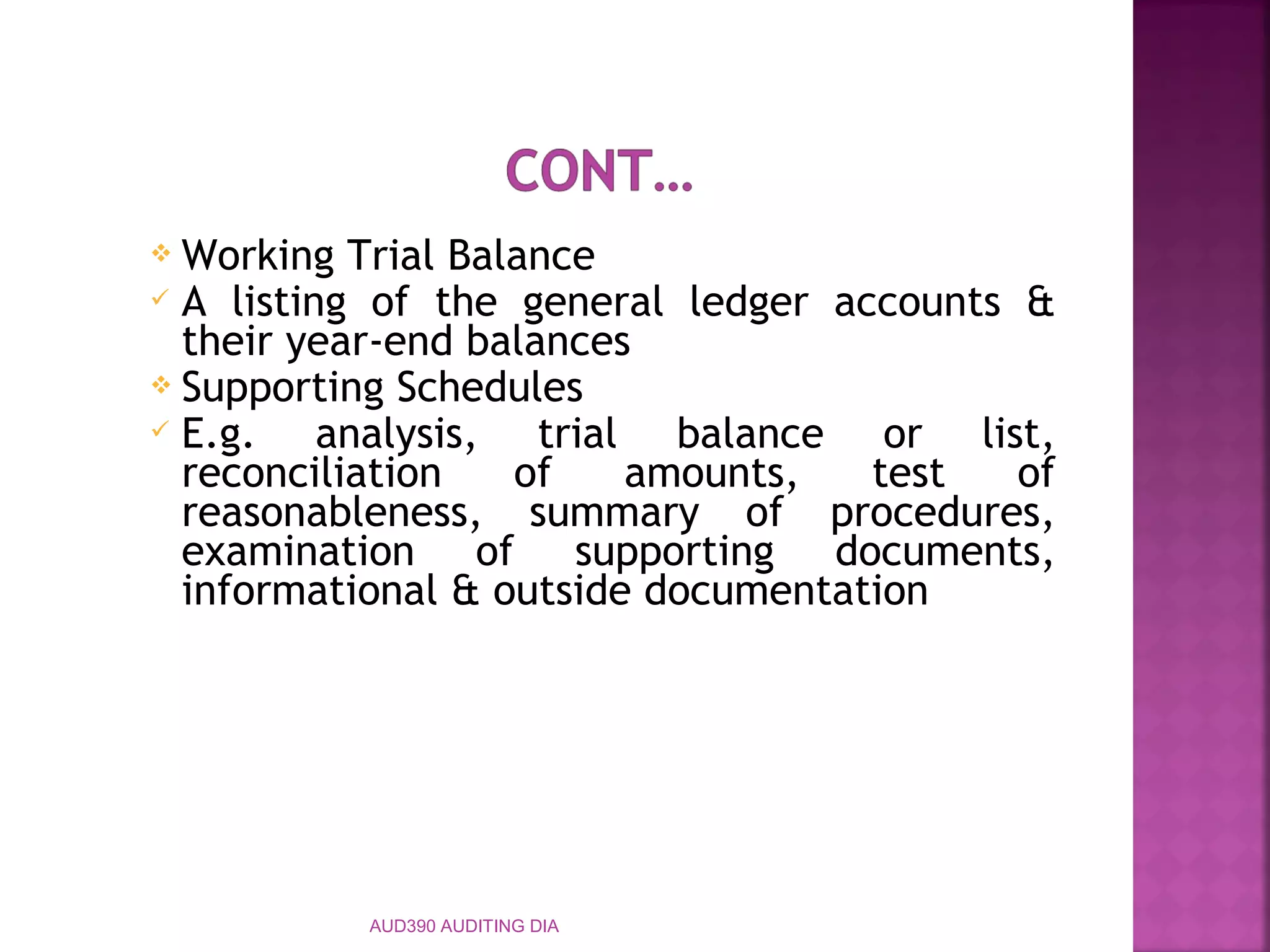 Topic 6 audit documentation | PPT