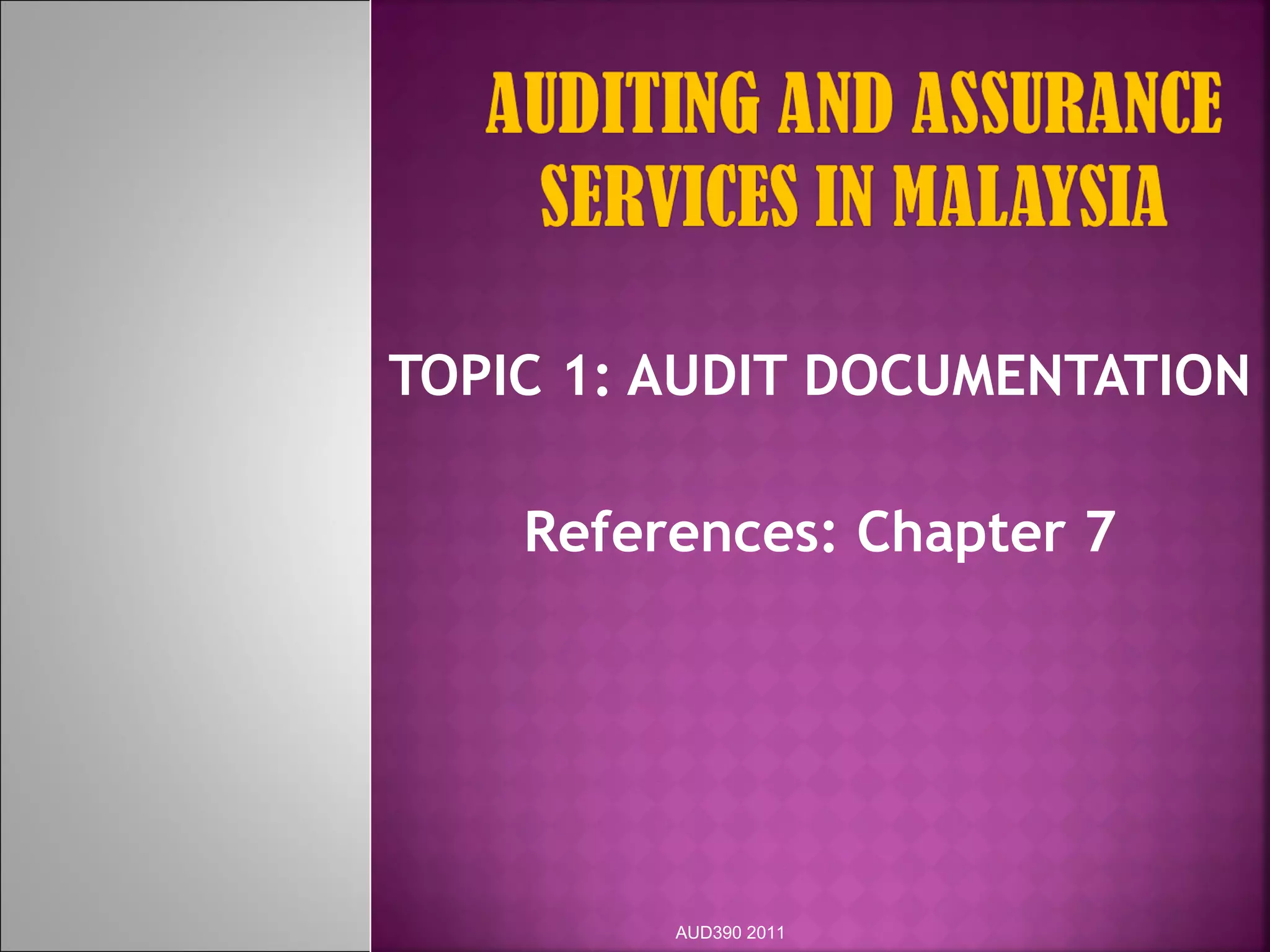Topic 6 audit documentation | PPT