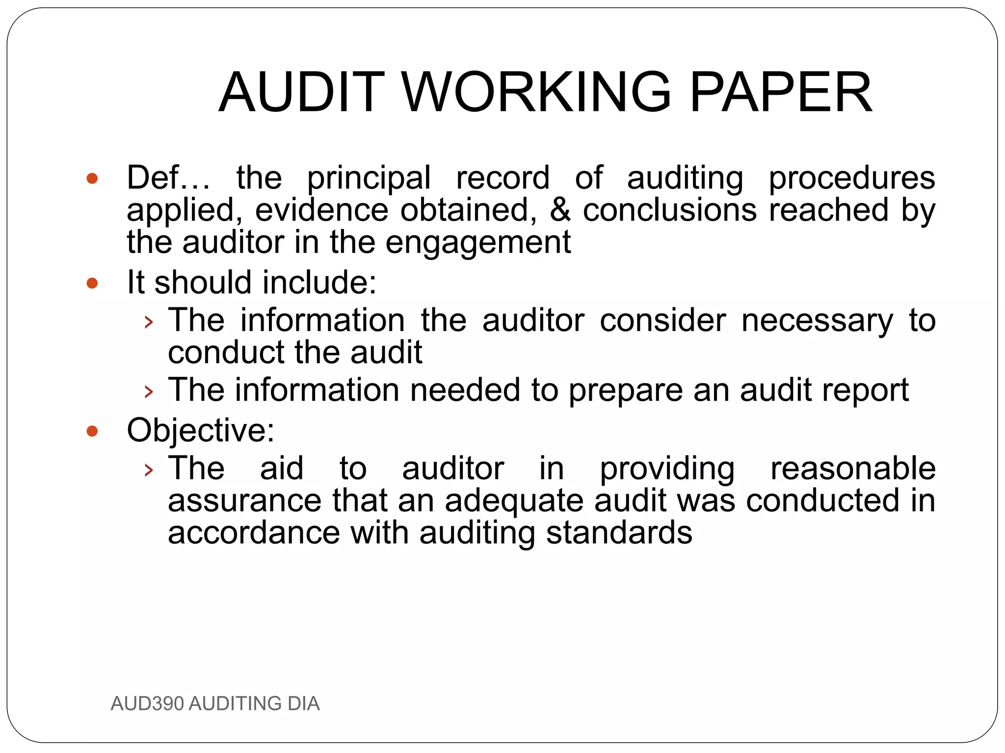 Topic 6 audit documentation | PPTX