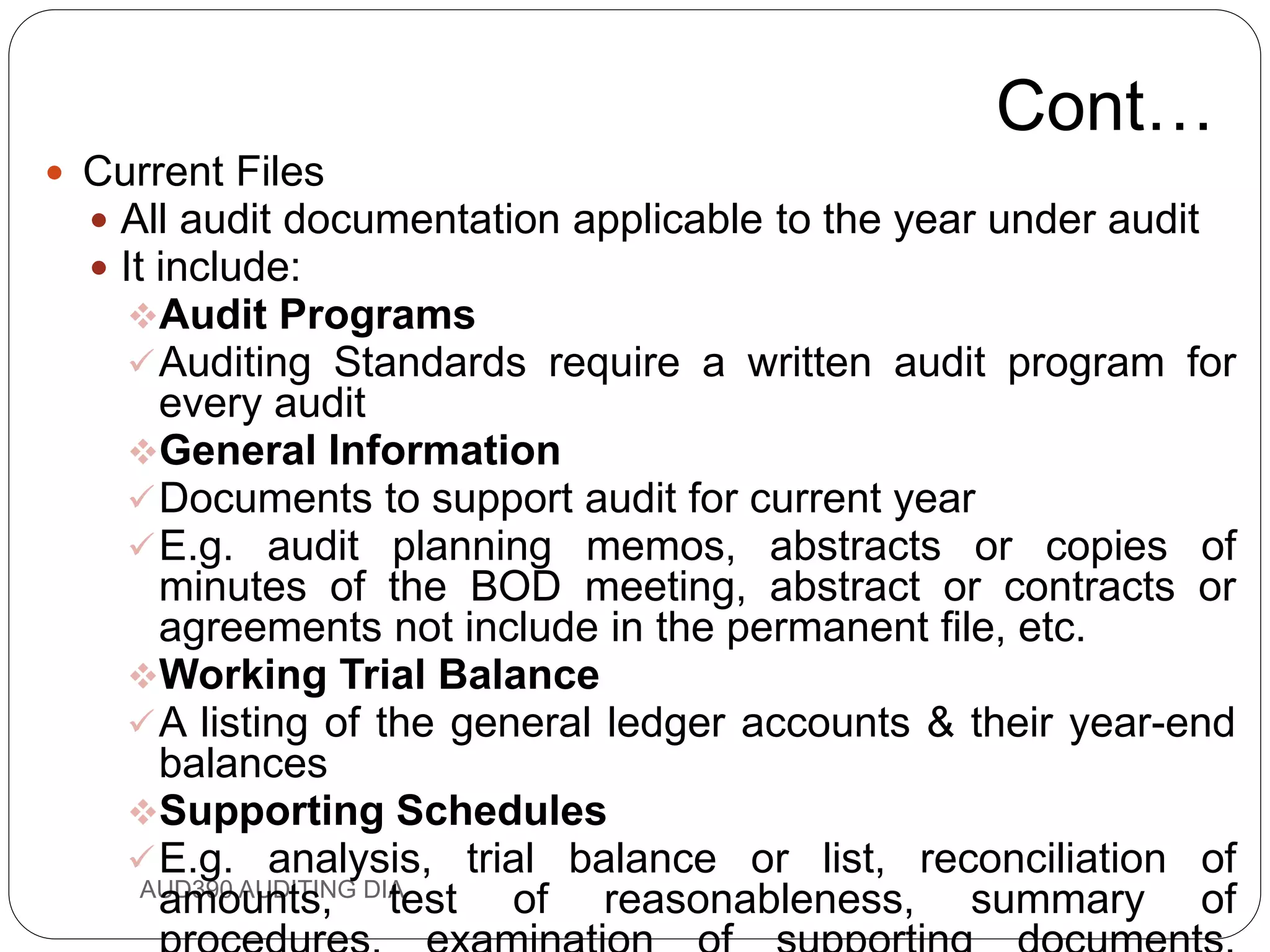 Topic 6 audit documentation | PPTX