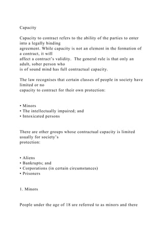 Topic 6 – Contract Law – Capacity, Consent and Illegality .docx ...