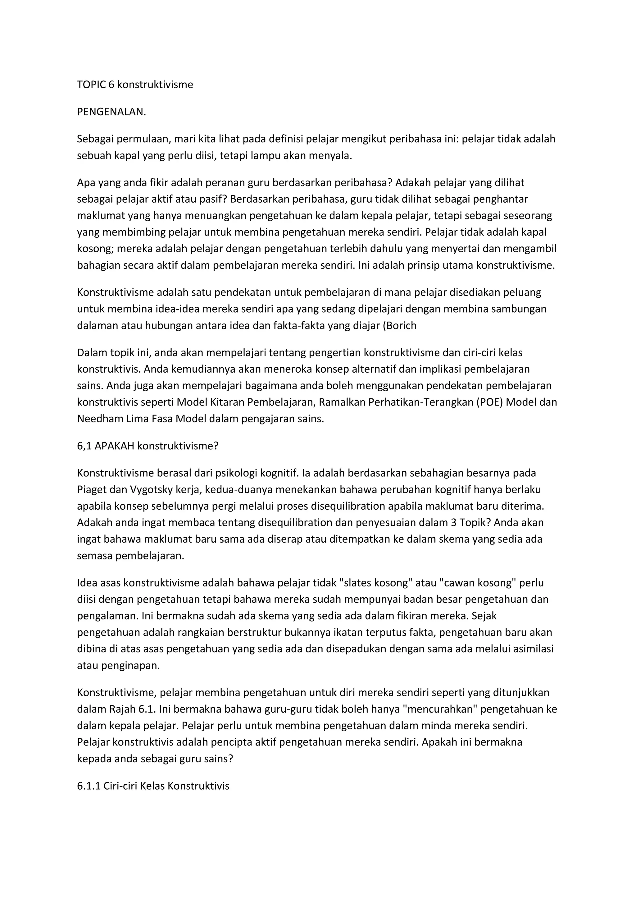 Topic 6 konstruktivisme | DOCX