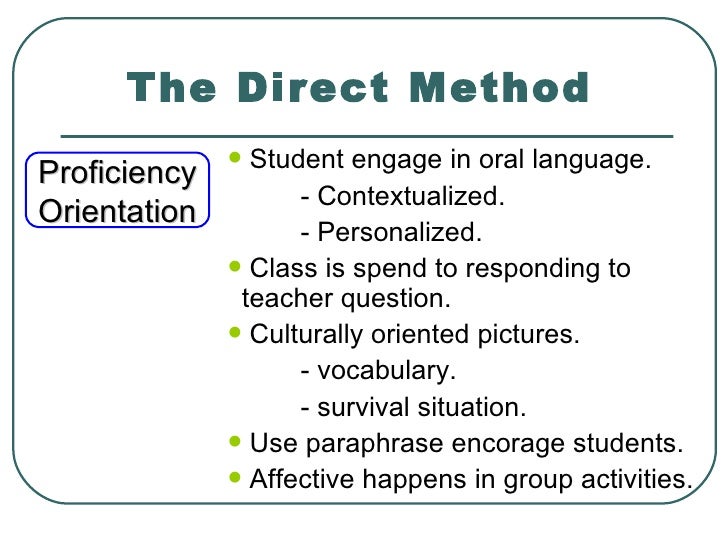 The Direct Method and Natural Approach