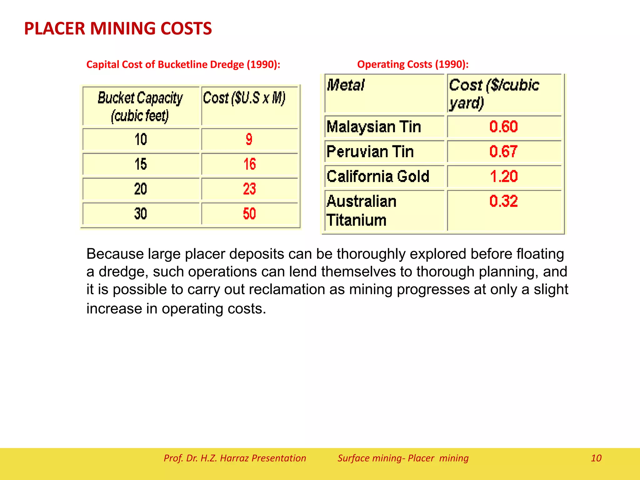 Topic 7 Mining Methods Part Iii Surface Mining Placer Mining Pdf