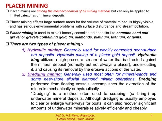 Topic 7-mining methods-part iii -surface mining- placer mining | PDF | Geology | Science