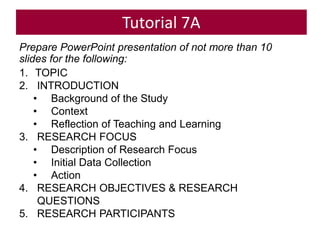 TSL3133 Topic 7 Action Research Planning & Proposal | PPT