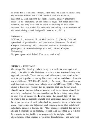 Topic 7 DQ 1Your manager is very pleased with your research data | DOCX