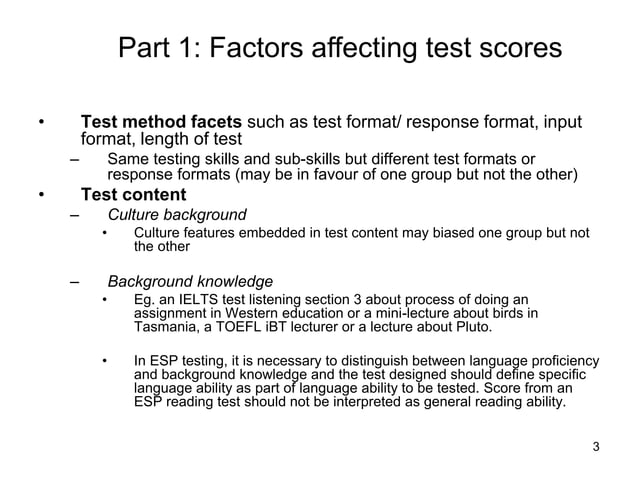 Factors Affecting Test Scores And Test Evaluation In Class Ppt