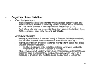 Factors affecting test scores and test evaluation in class | PPT
