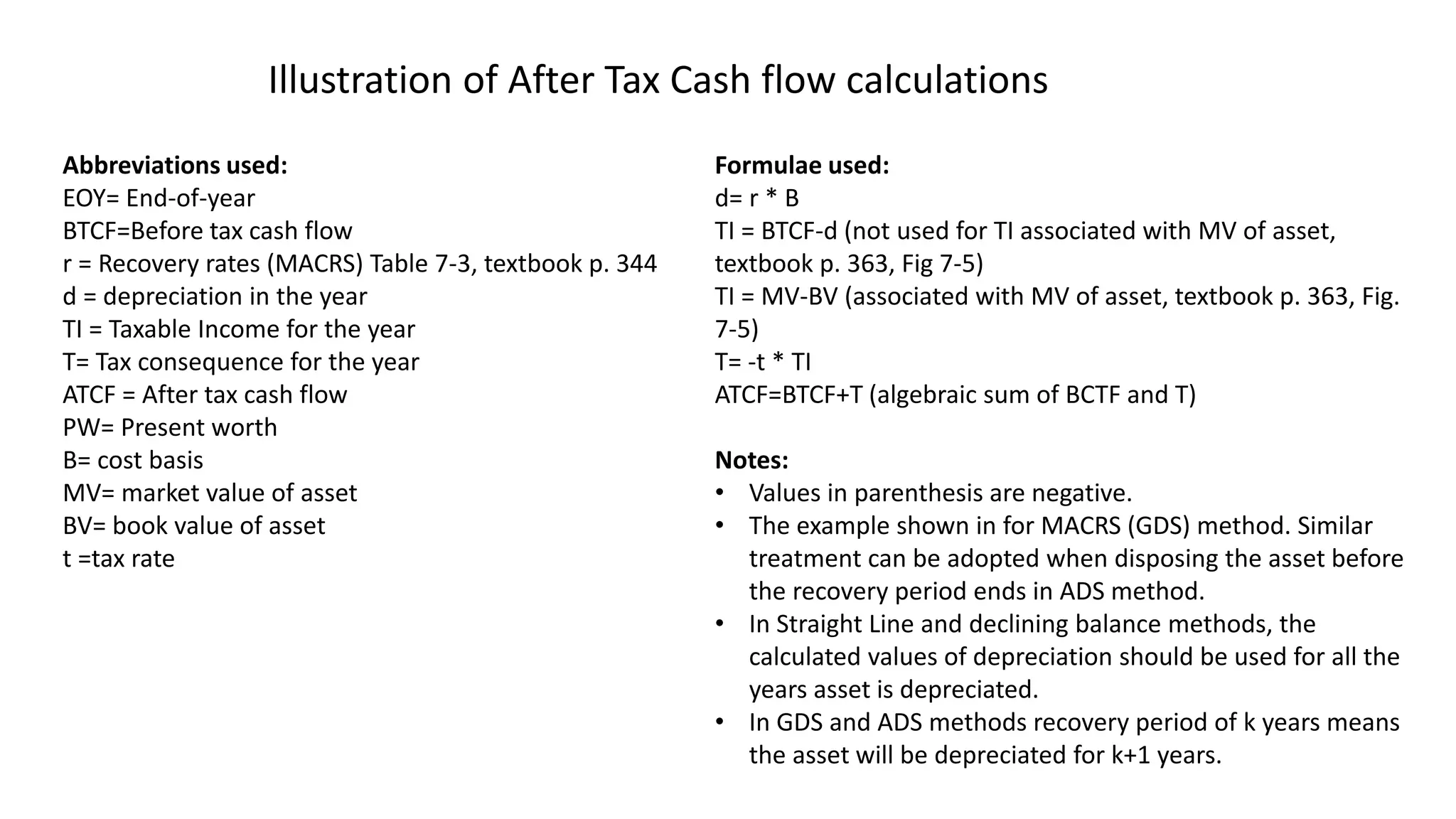 Topic 7 illustration of after tax cash flow calculations (animated) | PPTX