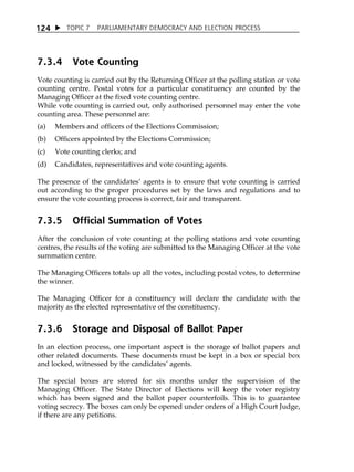 Topic 7 parliamentary democracy and election process | PDF