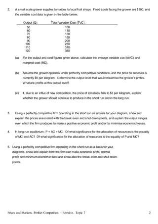 Topic 7 perfect competition revision (3) | DOC | Business Accounting ...