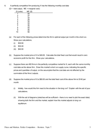 Topic 7 perfect competition revision (3) | DOC | Business Accounting ...