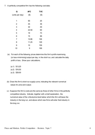 Topic 7 perfect competition revision (3) | DOC | Business Accounting ...
