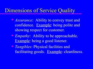 Topic seven Service Quality , SERVQUAL MODEL | PPT