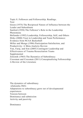 Topic 8. Followers and Followership. Readings.TextGreen (197.docx