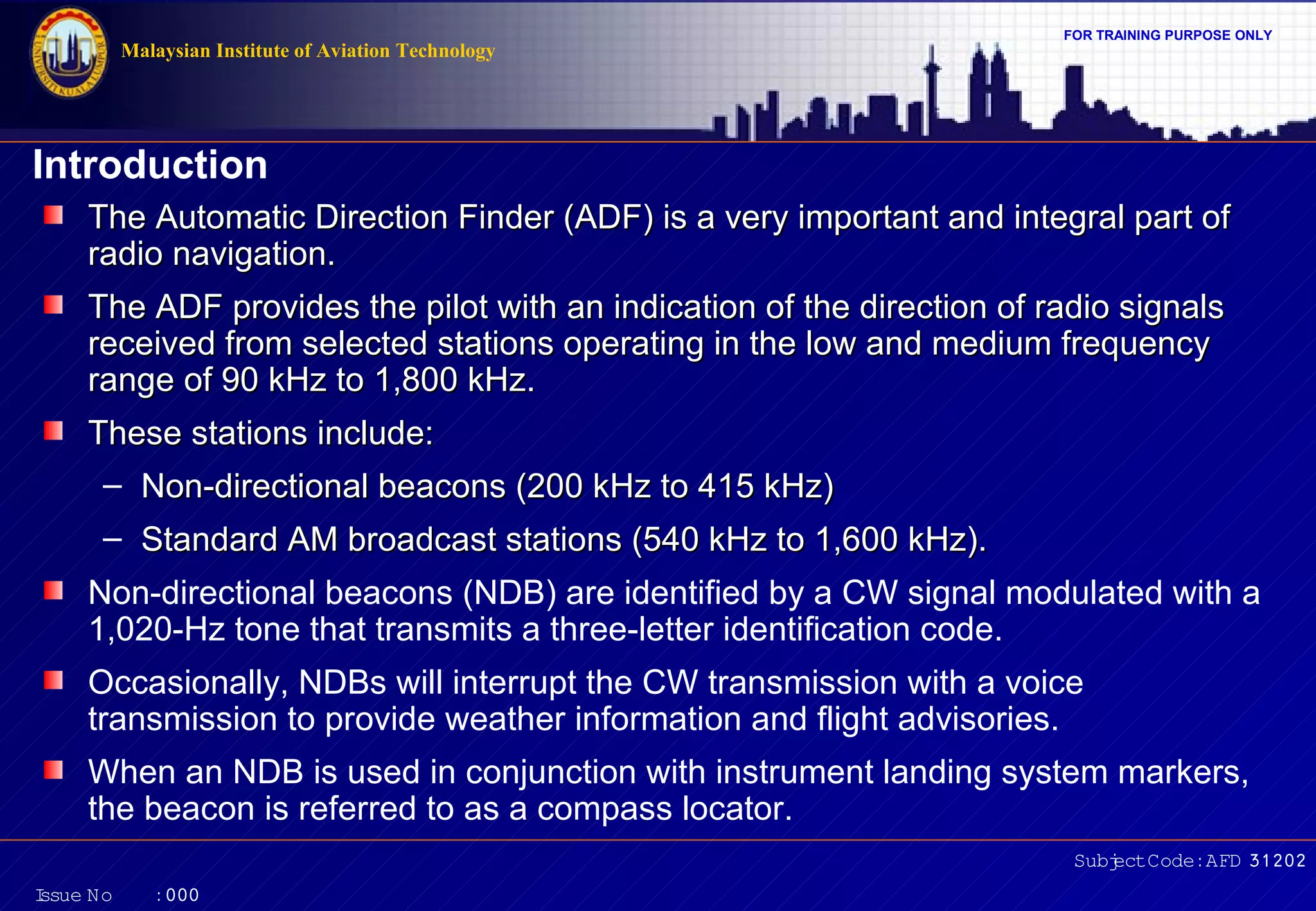 Aircraft Communication Topic 8 automatic direction finder | PDF