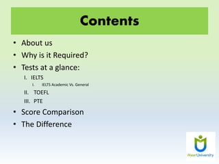 English Proficiency Test-IELTS,Toefl,PTE | PPTX