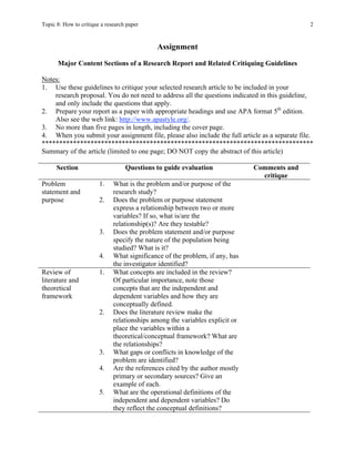 How to Critique a Research paper | PDF