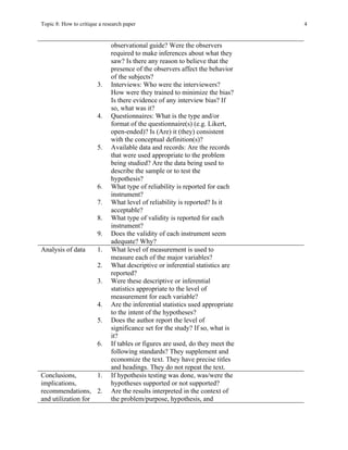 How to Critique a Research paper | PDF